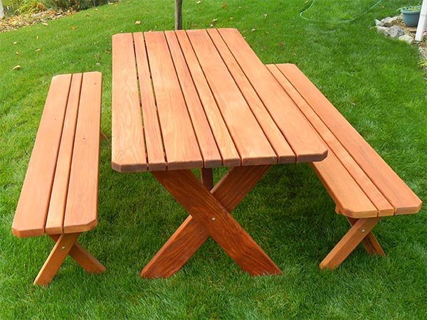 Redwood Picnic Tables - Walking Tall Redwood Products